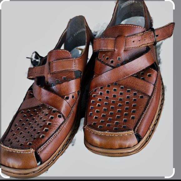 Rieker | Shoes | Rieker Antistress Shoes Brand New Brown Leather Buckle ...